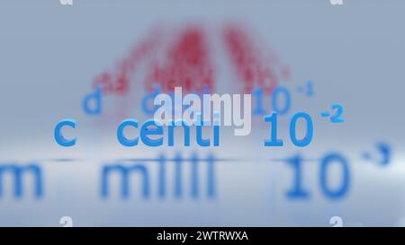 Metric Prefixes numbers - 3D render illustration - white background ...