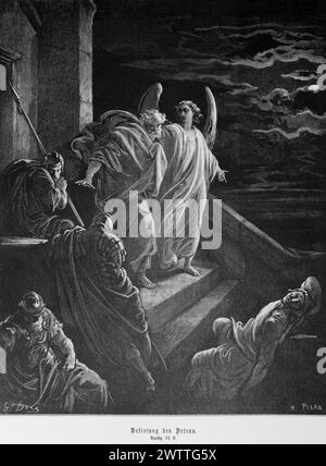 The liberation of the apostle Peter, from prison bible, New Testament ...