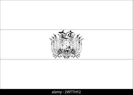 Bolivia flag - thin black vector outline wireframe isolated on white ...