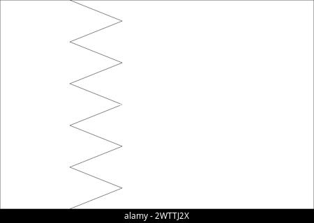 Bahrain flag - thin black vector outline wireframe isolated on white ...
