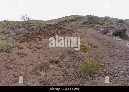 Lava sediments at crater on Mount Vesuvius active volcano, Naples ...