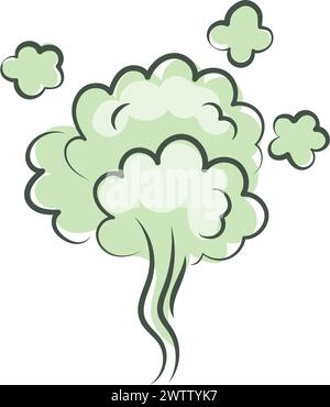 Poison cloud icon. Cartoon green stinky smell isolated on white ...
