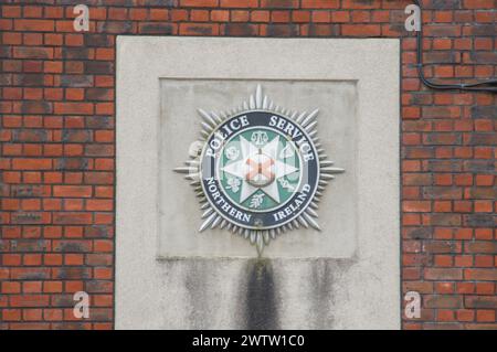 Police Service of Northern Ireland logo on a wall in their Headquarters ...