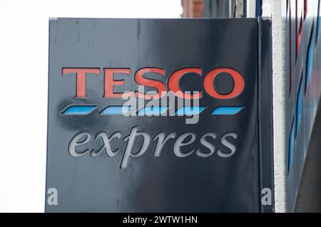 Tesco Express outdoor signage Stock Photo - Alamy