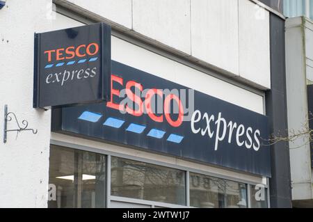 Tesco Express outdoor signage Stock Photo - Alamy