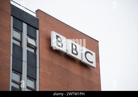 BBC logo, Northern Ireland HQ in Belfast City Stock Photo - Alamy