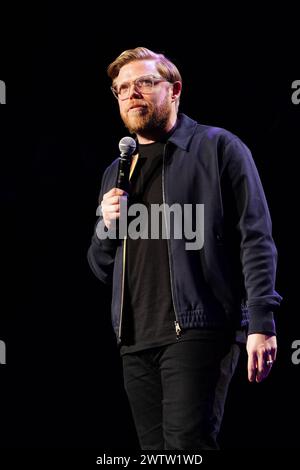 Rob Beckett on stage during A Night of Comedy, the Teenage Cancer Trust ...