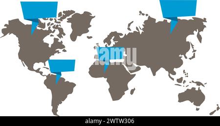World map infographic. Callout, info text boxes vector illustration ...