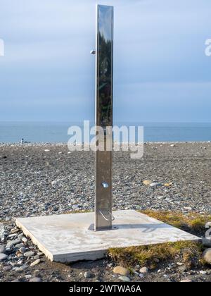Pillar shower on the beach. Modern infrastructure at the resort. Body ...