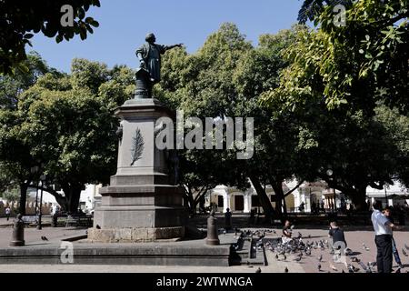 Parque Colon in the historic center of Santo Domingo.Dominican Republic ...