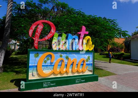 Colorful sign of Punta Cana in the Ocean Blue & Sand resort. Punta Cana ...