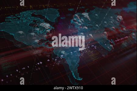 Illustration of wifi symbol with world map Stock Photo - Alamy