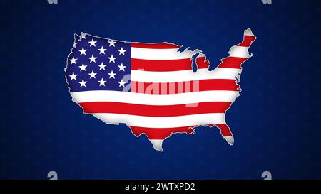 map of USA with flag inside. United States of America map illustration ...