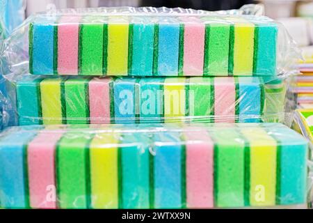 sponges for washing dishes and cleaning, packaged in transparent ...