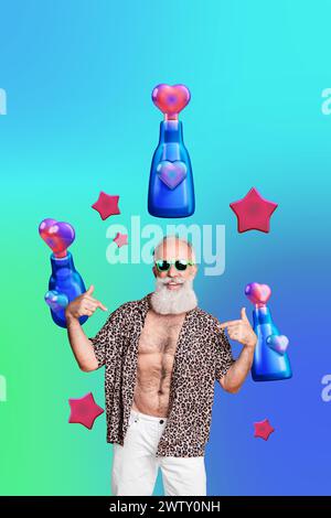 Contemporary art collage. Senior man, lecturer, university teacher ...