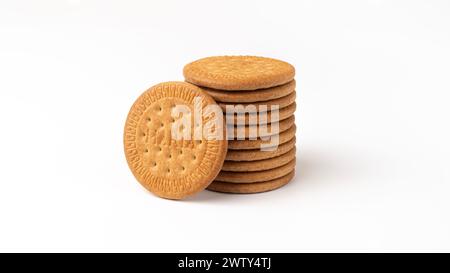 Pile of Maria cookies on white background Stock Photo - Alamy