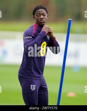 England's Kobbie Mainoo during a training session at the Ernst-Abbe ...