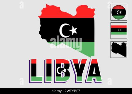 Libya flag map, official color with proportion, fully Editable ...