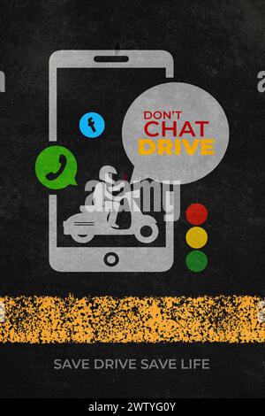 Don’t Chat and Drive - Road Safety Awareness Stock Photo - Alamy