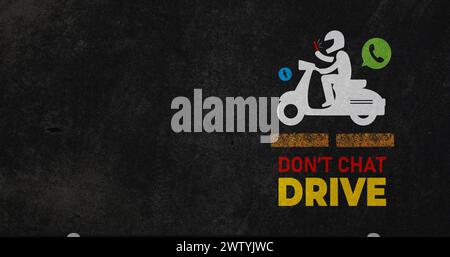 Don’t Chat and Drive - Road Safety Awareness Stock Photo - Alamy