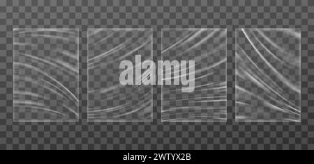 Transparent wrapping film, plastic bag texture. Stretch cellophane ...