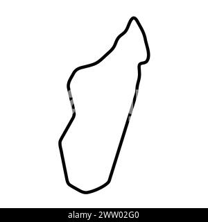 Madagascar - solid black outline border map of country area. Simple ...
