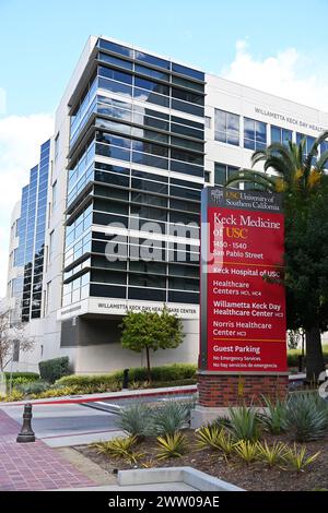 A University of Southern California sign at the Keck Hospital of USC ...