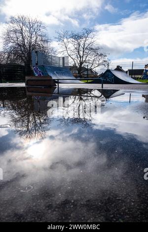 empty skateboard ramp in public town park Stock Photo - Alamy