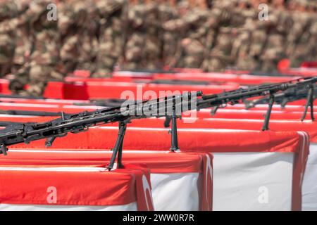 Turkish soldiers taking the oath at the military swearing-in ceremony ...