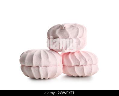 Sweet fresh zefirs on white background Stock Photo - Alamy