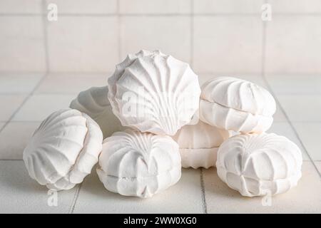 Sweet zefirs on light background, closeup Stock Photo - Alamy