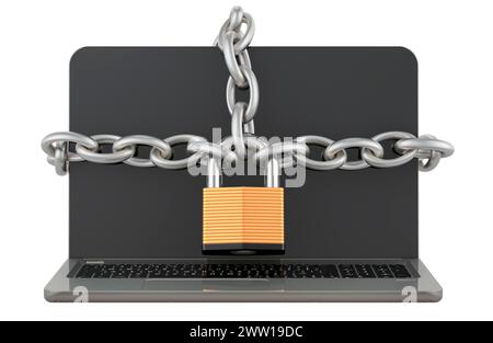 Laptop computer with security padlock with rotating digit combination ...