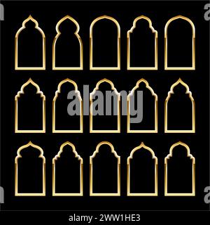 Set of ornamental islamic arabesque windows. Arabic traditional ...