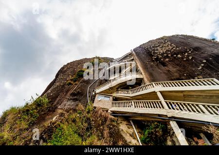 View From Below Of The Rock Of Guatape In Antioquia Colombia Stock