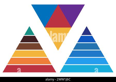 Pyramid chart geometry infographics triangle with many shapes in ...