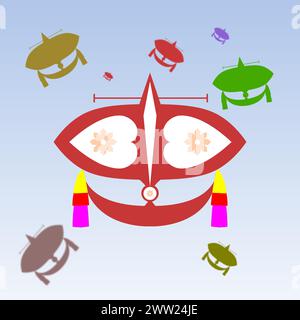 The vector of Wau bulan Malaysian kite over a white background Stock ...