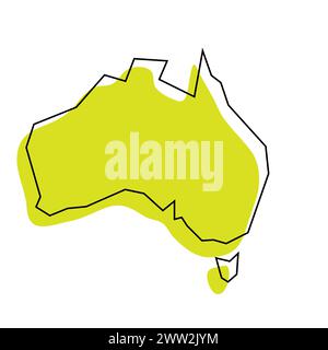 Green simplified map of Australia with black outline Stock Vector Image ...