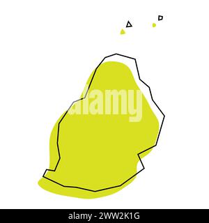 Green simplified map of Mauritius with black outline Stock Vector Image ...