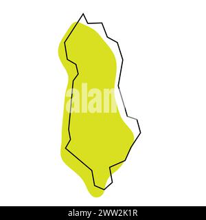 Green simplified map of Albania with black outline Stock Vector Image & Art - Alamy