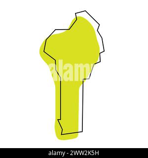 Benin country thin black outline silhouette. Simplified map. Vector icon isolated on white ...