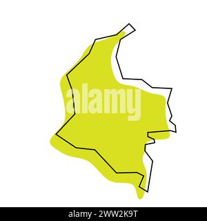 Colombia country simplified map. Thin black outline contour. Simple ...