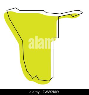 Namibia country thin black outline silhouette. Simplified map. Vector ...