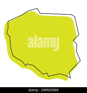 Green simplified map of Poland with black outline Stock Vector Image ...