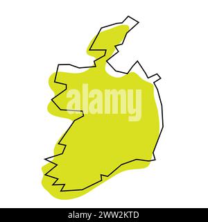 Ireland country simplified map. Thin black outline contour. Simple ...