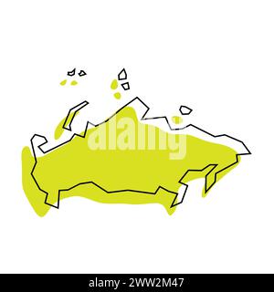 Green simplified map of Russia with black outline Stock Vector Image ...