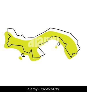 Panama country thin black outline silhouette. Simplified map. Vector ...