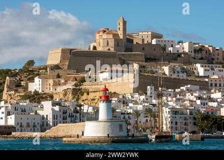 Port town Ibiza Balearic islands, Spain Mediterranean Sea, Buildings in ...