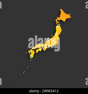 Grey political map of Japan. Administrative divisions - prefectures ...