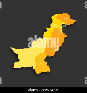 Vector regional map of Pakistan with provinces and territories and ...
