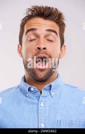 Sleeping and yawning emoji with closed eyes on a yellow background. 3D ...